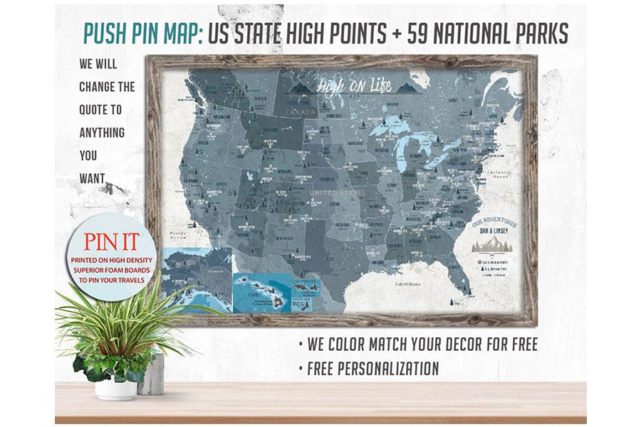 State High Points Map – World Vibe Studio