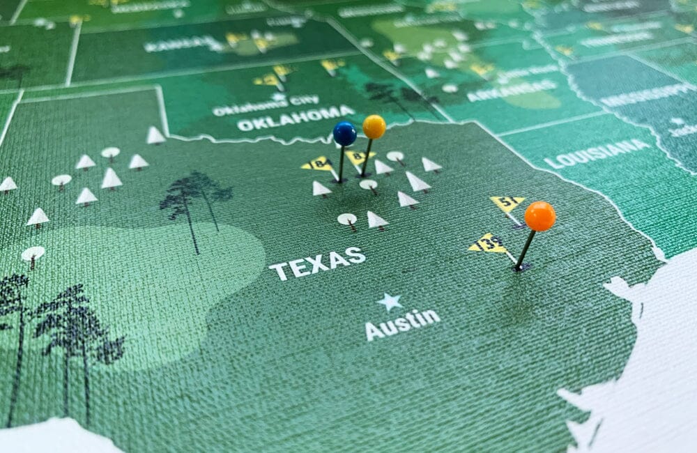 Golf Map of USA, Push Pin Board, CANVAS, Top 200 COURSES - World Vibe ...