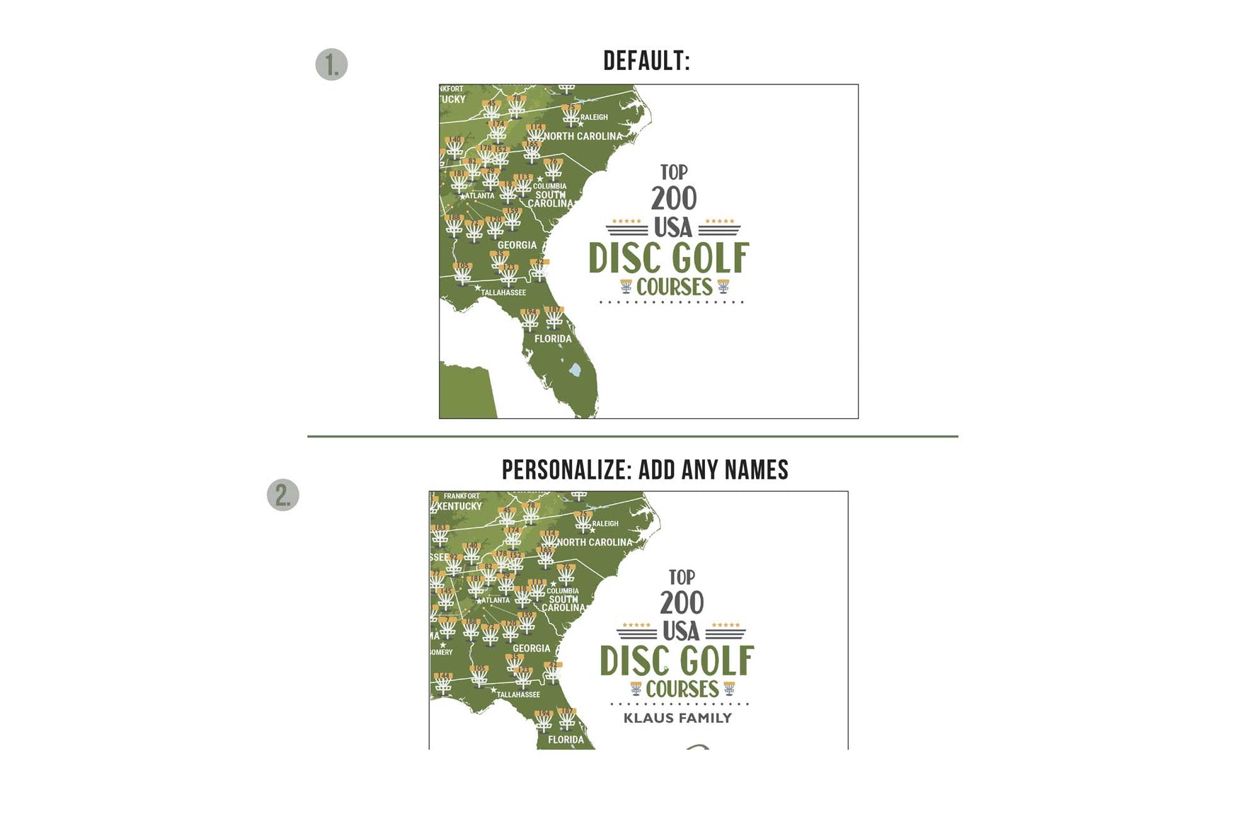 Disc Golf Course Map, Custom Disc Golf Course Map OF USA, Push Pin Opt ...