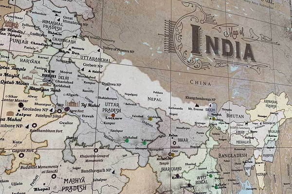 Map of India, Canvas pin Board - World Vibe Studio