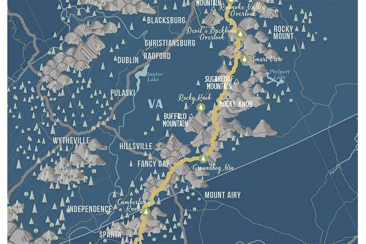 Blue Ridge Parkway Map Poster – World Vibe Studio