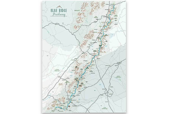 Blue Ridge Parkway Map Poster – World Vibe Studio