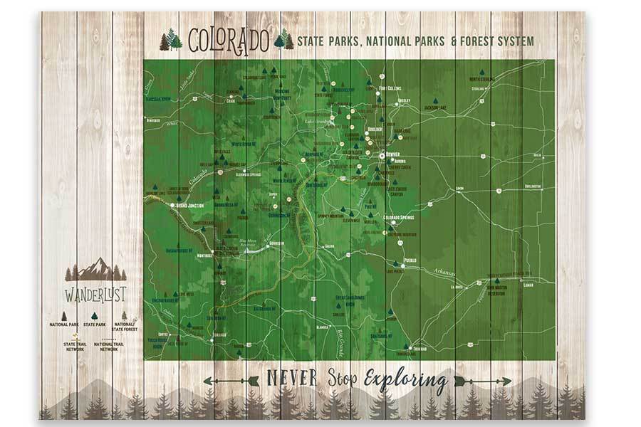 Colorado State Park Map, Push Pin Board – World Vibe Studio