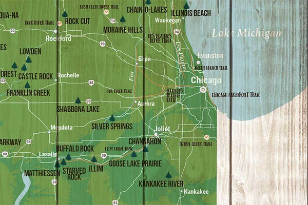 Illinois Map, Map of Illinois State Parks - World Vibe Studio