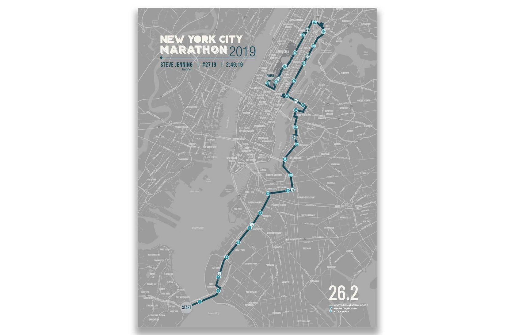 New York Marathon Map Canvas, Many Sizes – World Vibe Studio