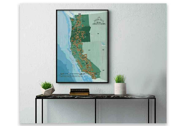 Pacific Crest Trail Map Poster - World Vibe Studio