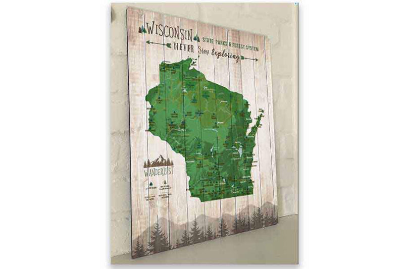Wisconsin State Park Map, Custom Wall Decor, Canvas Wall Art - World ...