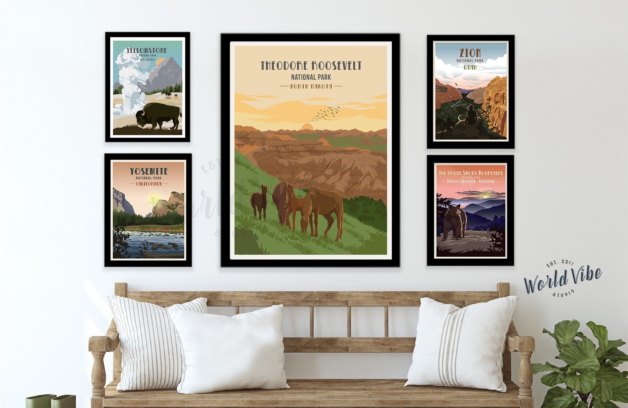 National Parks POSTER SET, Saver Bundle, 63 National Parks, Mix 'n Mat ...